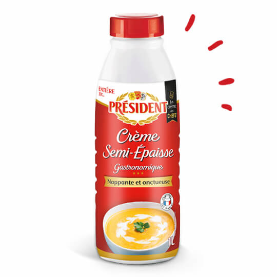 Crème Entière Semi-Epaisse à 30% MG longue conservation, 1L - Président